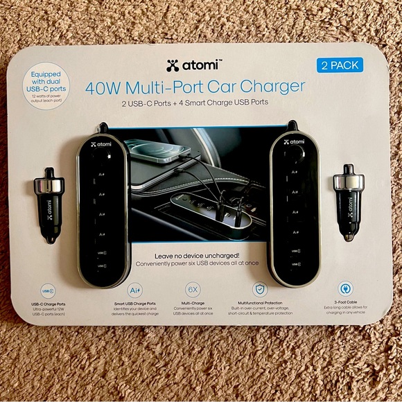 Cell Phones & Accessories | New Atomi 4w Multiport Car Charger With 2 ...